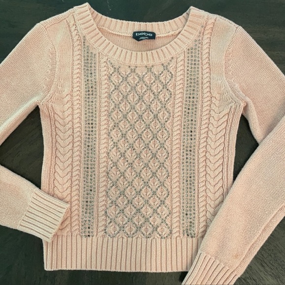 bebe | Sweaters | Bebe Light Pink Sweater With Crystals Barbiecore ...